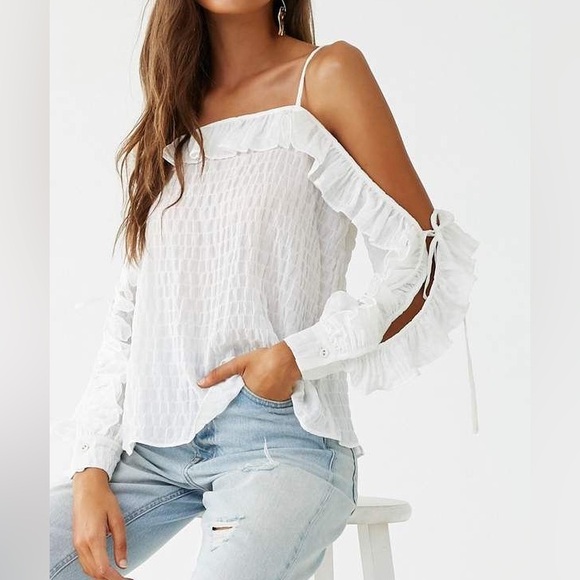 Forever 21 | Tops | Womens Forever 2 Open Sleeve Ruffle Top | Poshmark